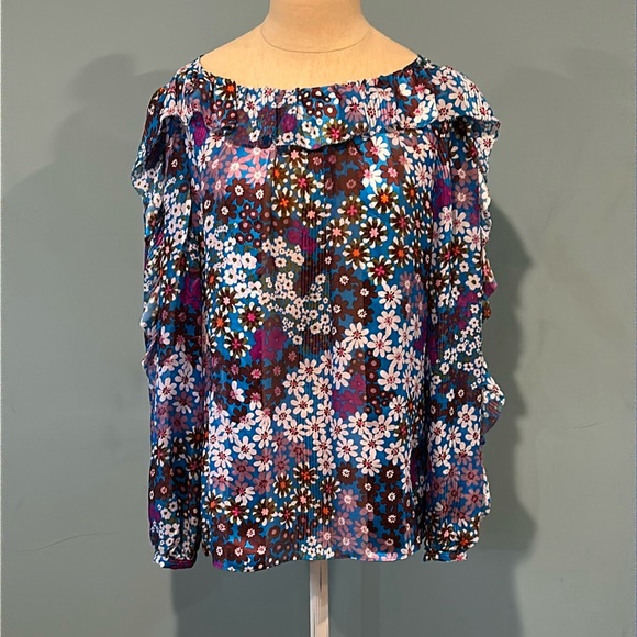 kate spade | Tops | New Kate Spade Pacific Petals Silk Chiffon Blouse ...